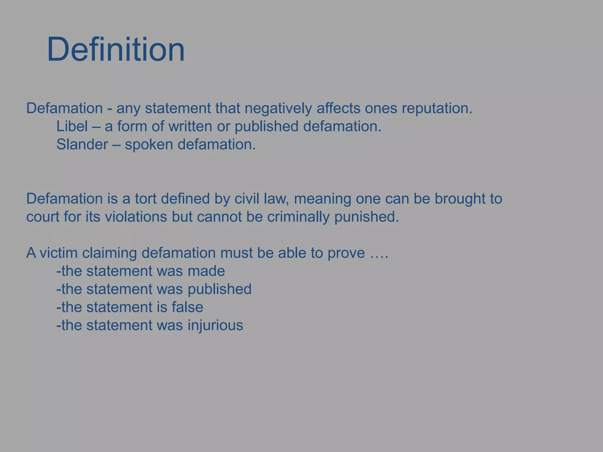 Defamation | PPTX | Law