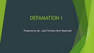 DEFAMATION I.pptx | Law
