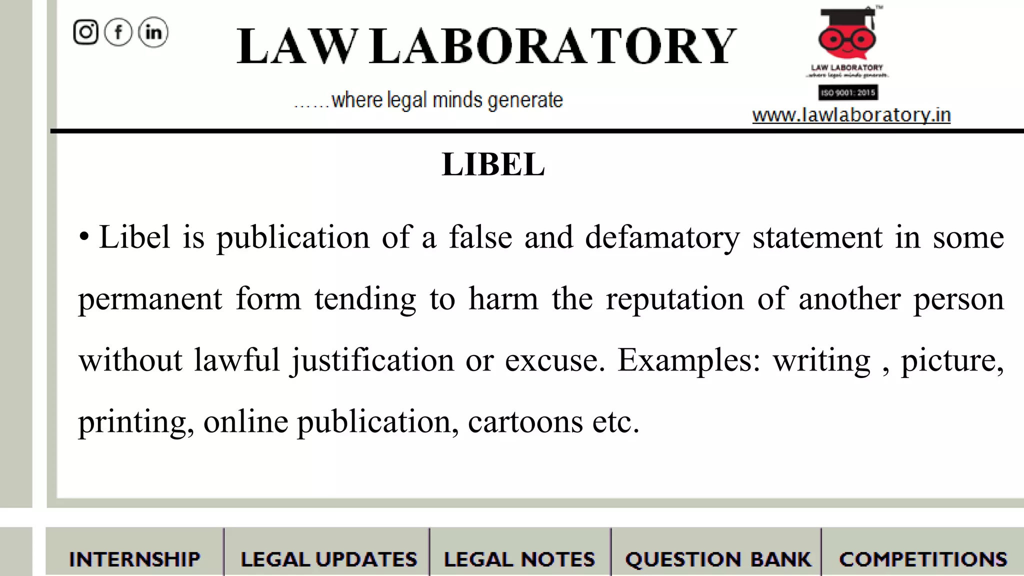 Defamation Law in India | PPTX