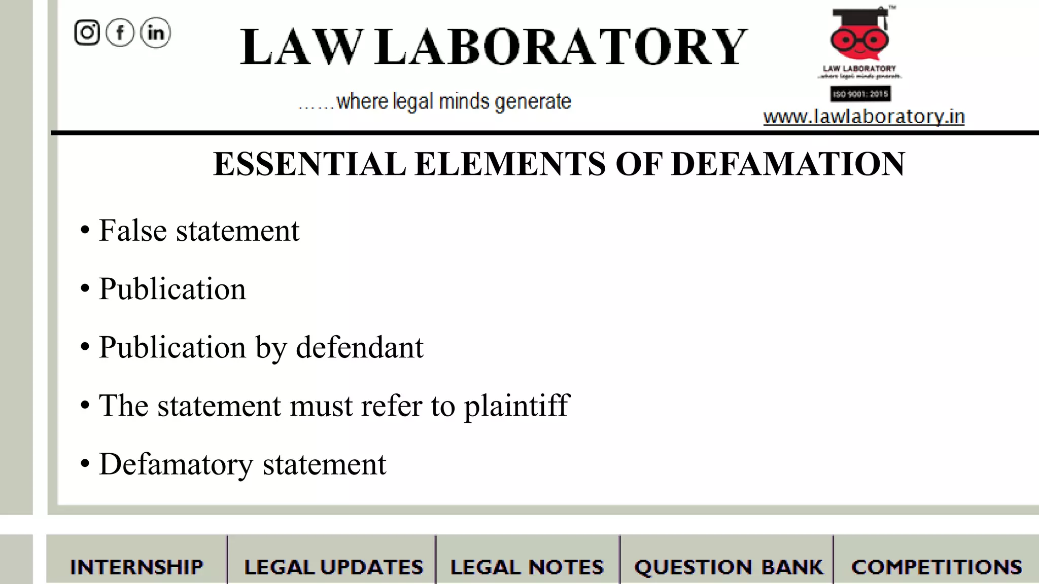 Defamation Law in India | PPTX