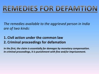 Defamation ppt | PPTX