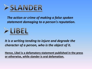 Defamation ppt | PPTX