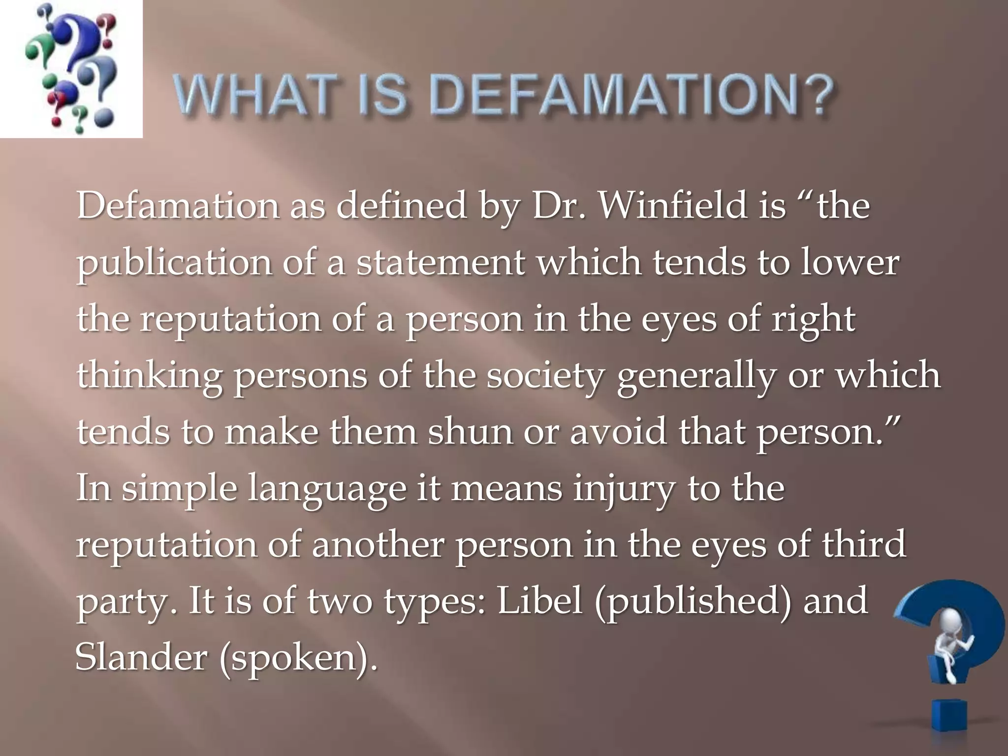 Defamation ppt | PPTX