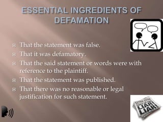 Defamation ppt | PPTX