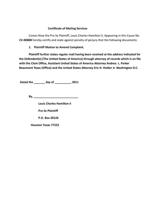 Default motion for United States of America Docket No.CV-00808 | PDF