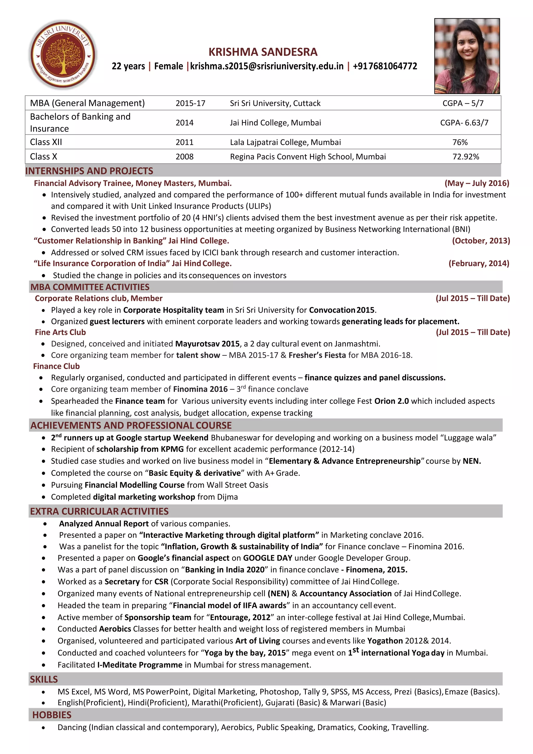 Krishma_Sandesra_CV updated | PDF