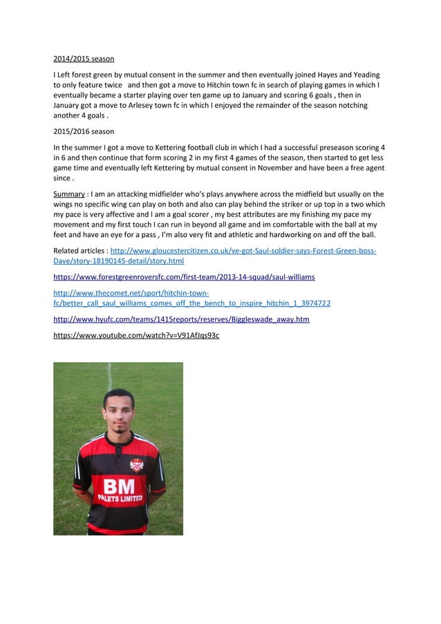 saul new football cv | ODT