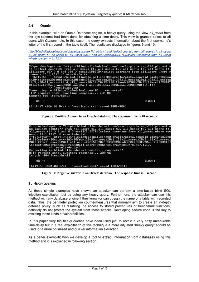 Time Based Blind Sql Injection Using Heavy Queries Pdf