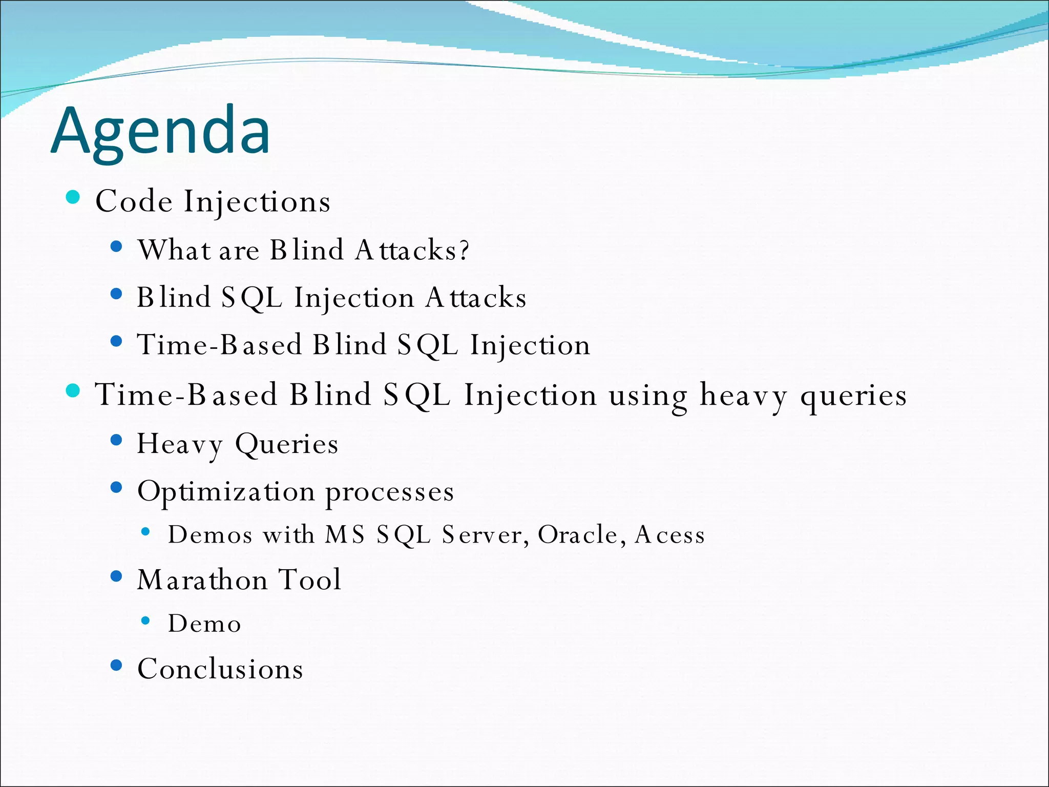 Time Based Blind Sql Injection Using Heavy Queries Ppt