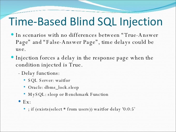 Time Based Blind Sql Injection Using Heavy Queries
