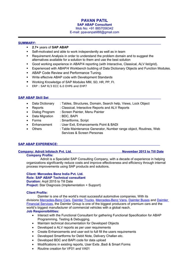 Pavan Patil Resume | DOC | Computer Software and Applications | Computing