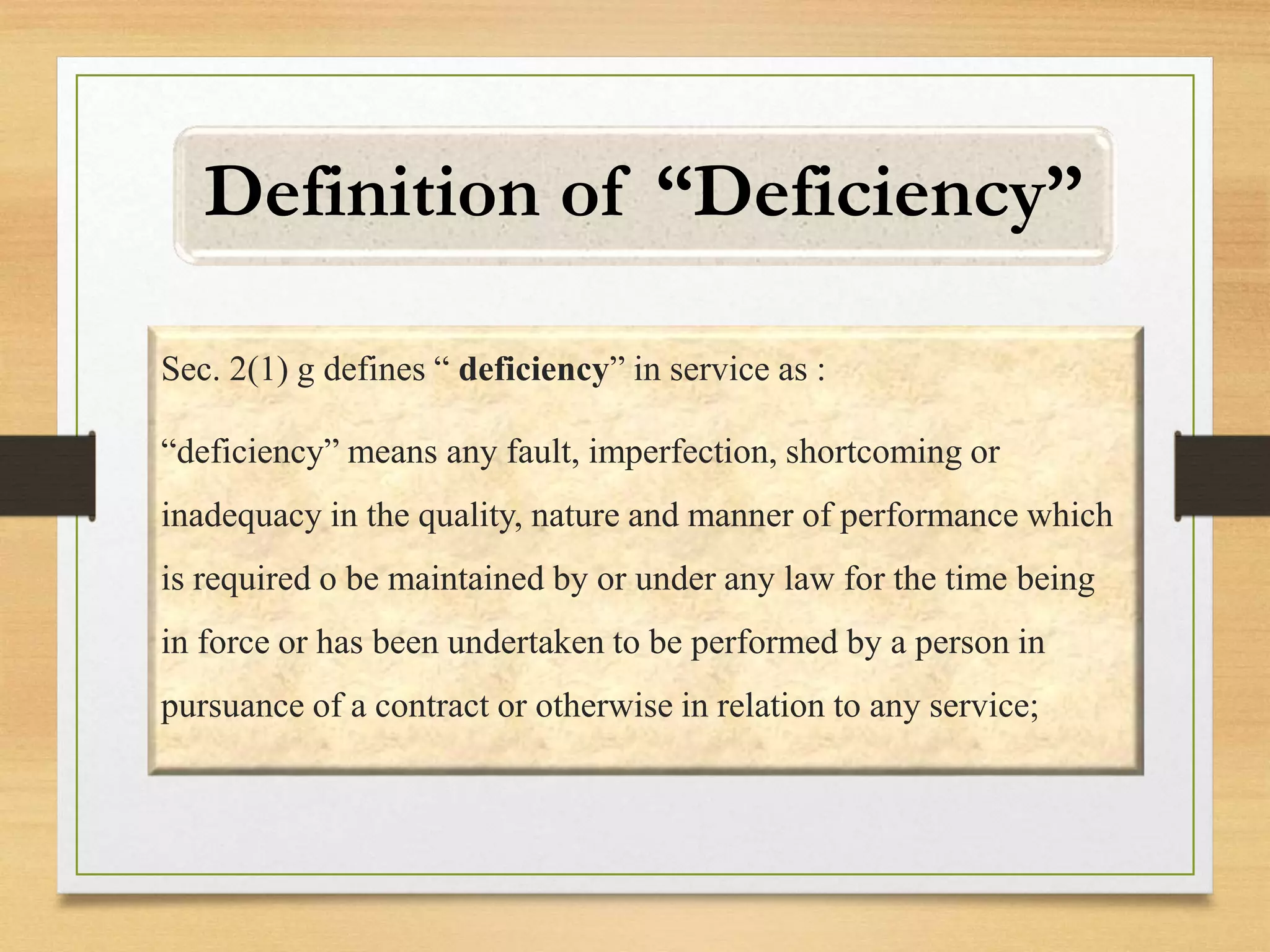 Defeciencies in service | PPTX