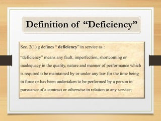 Defeciencies in service | PPT