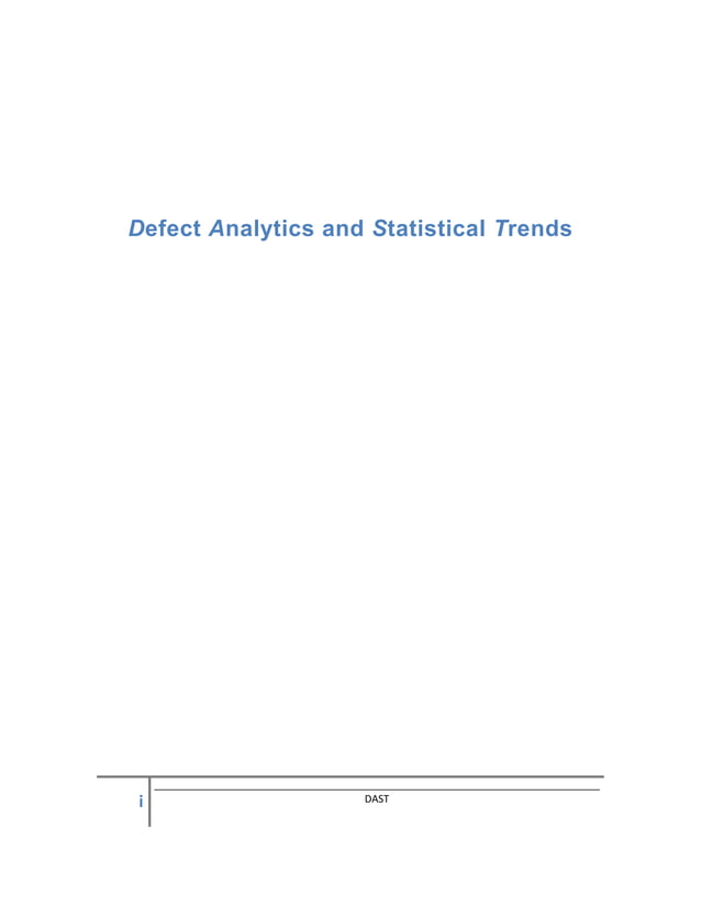 Defect Analytics And Statistical Trends Pdf
