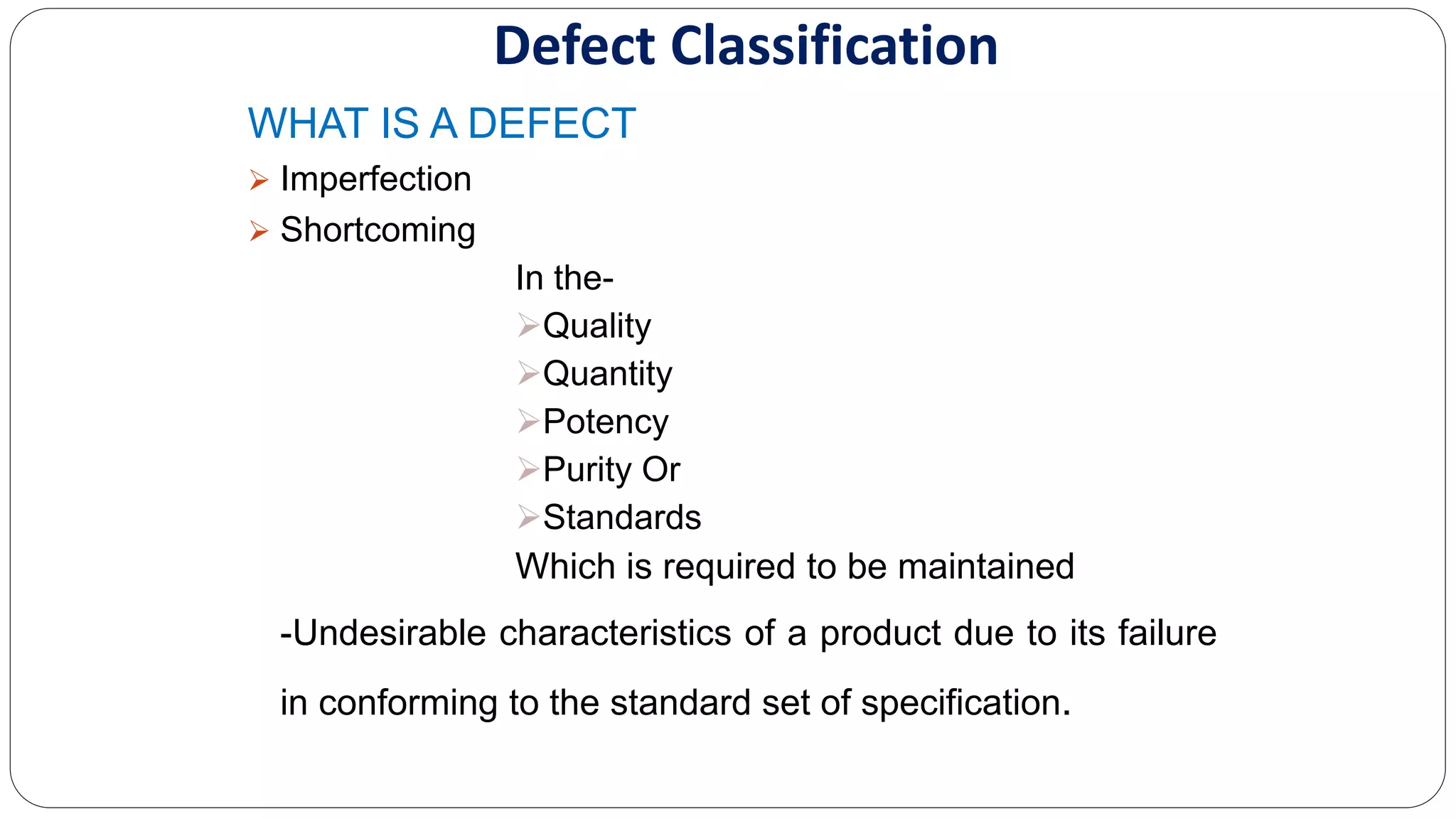 Defect clasification | PPTX