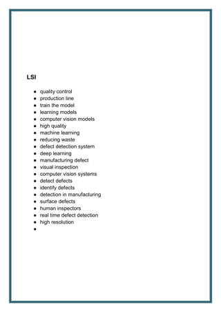 Defect Detection in Manufacturing - VIEW | PDF