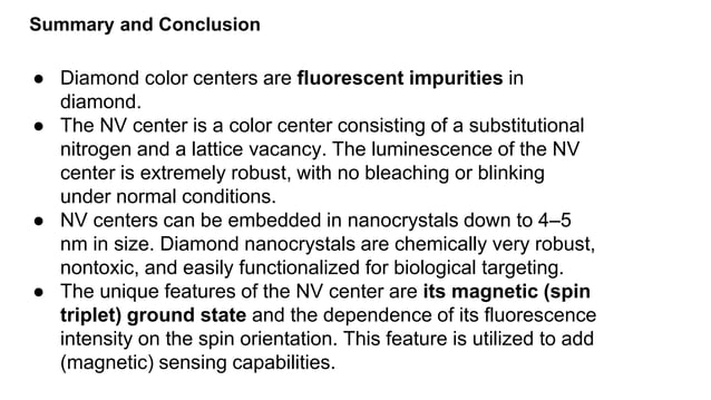 Defect in diamond- NV centers .pptx | Chemistry | Science