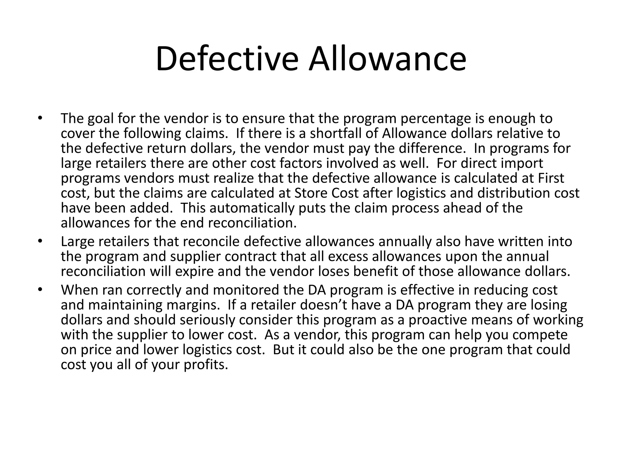 Defective Allowance | PPTX