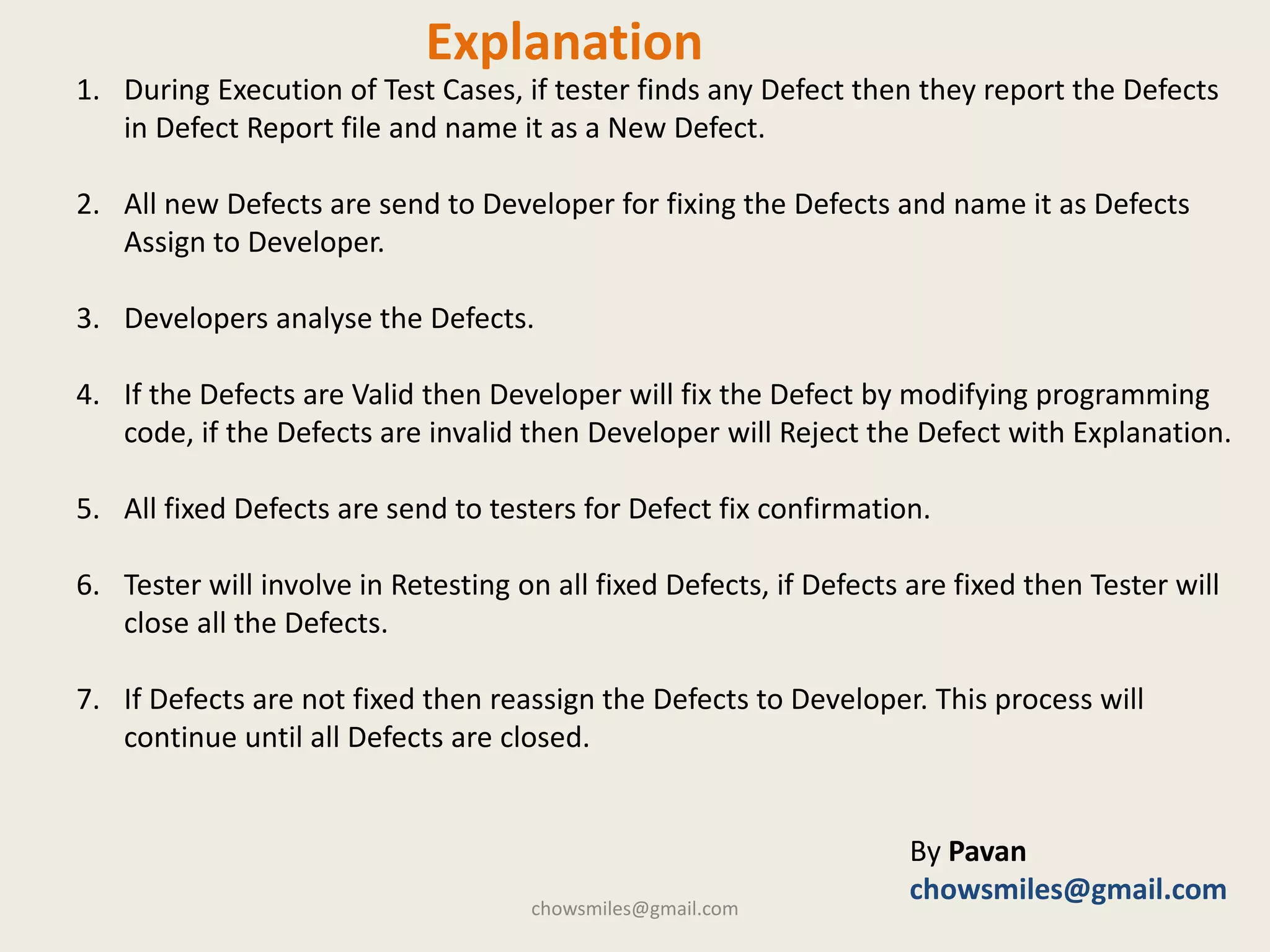 Defect life cycle and Defect Status Life Cycle | PPTX