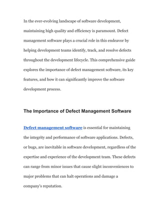 Defect Management Software_ Enhancing Quality and Efficiency in ...
