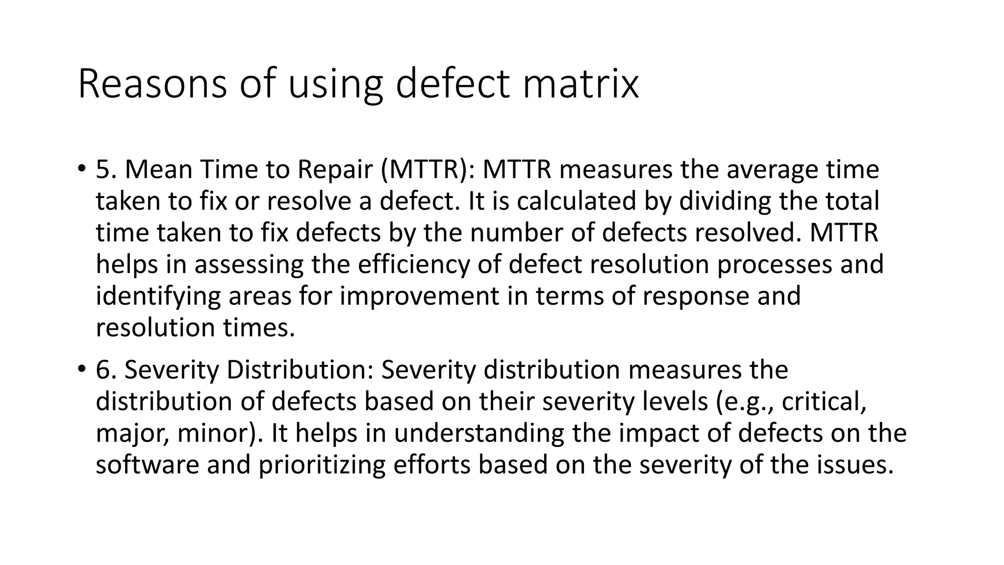 Defect Matrix In Software Quality Assurancepptx Technology And Computing