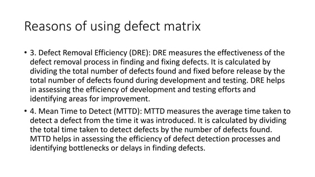 Defect matrix in software quality assurance.pptx | Technology & Computing