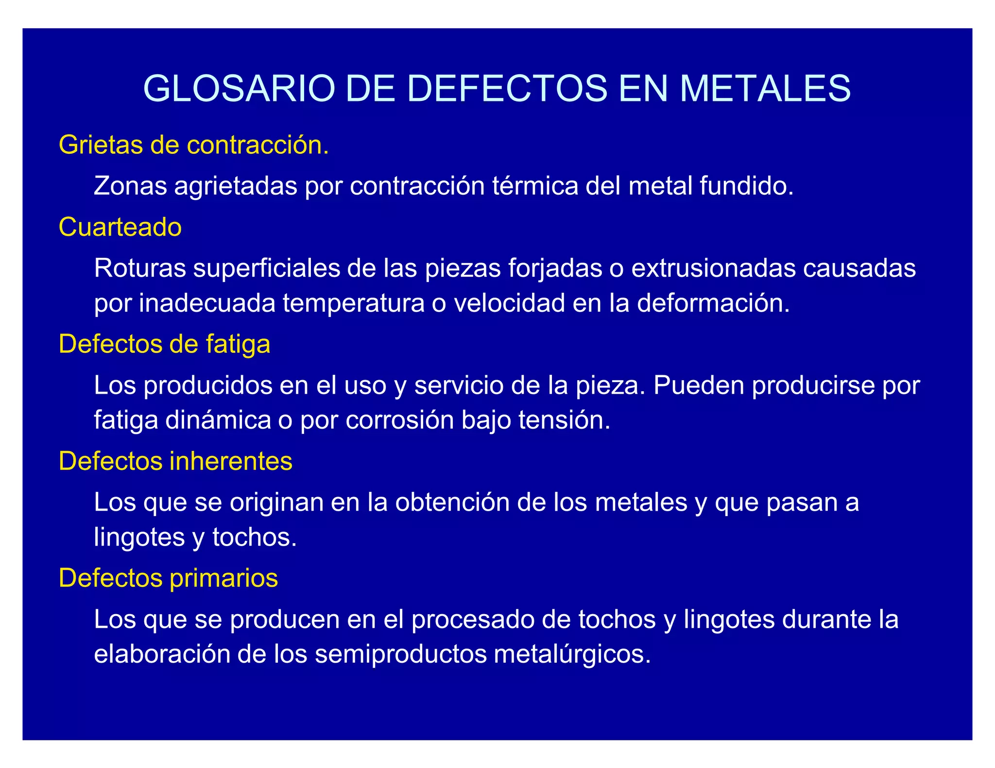 Defectos de los materiales metalicos y su origen. | PPT