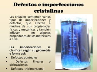 Defectos en solidos cristalinos | PPTX