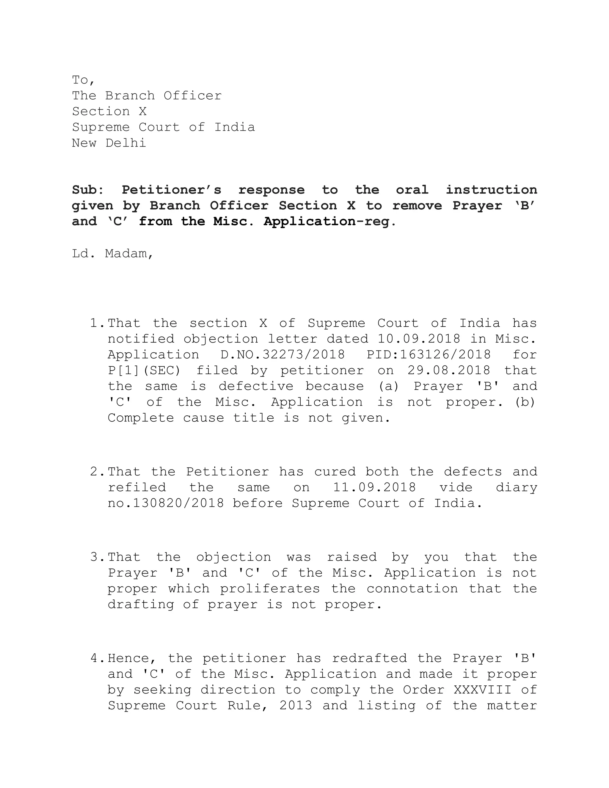 Defects Cure letter dated 19.09.2018 to section x SC | PDF