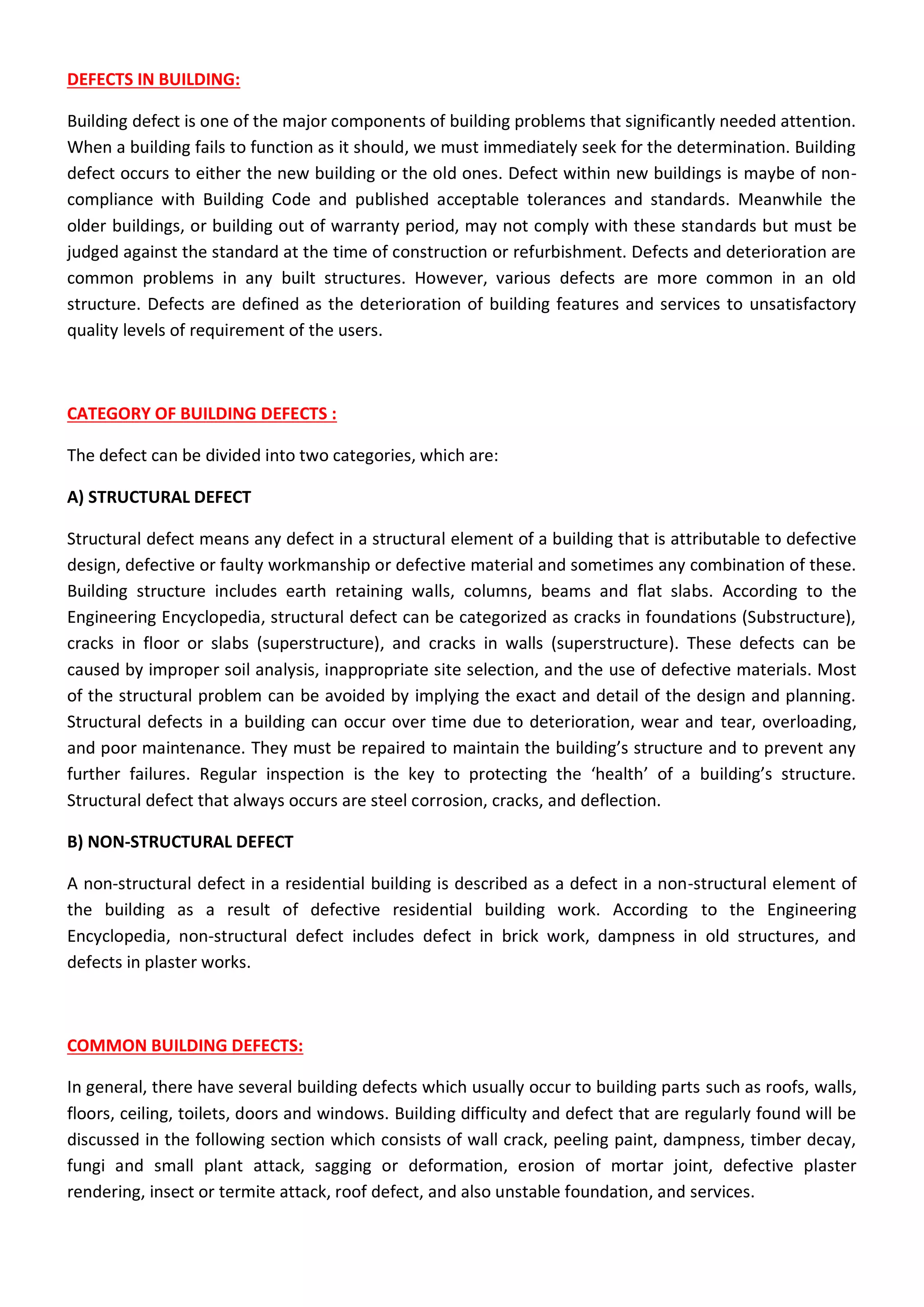 Defects in buildings & remedies | PDF