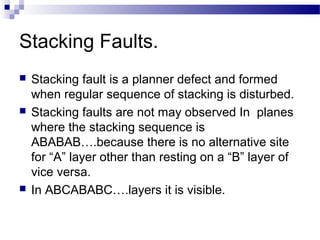 Defects in crystalline materials | PPT