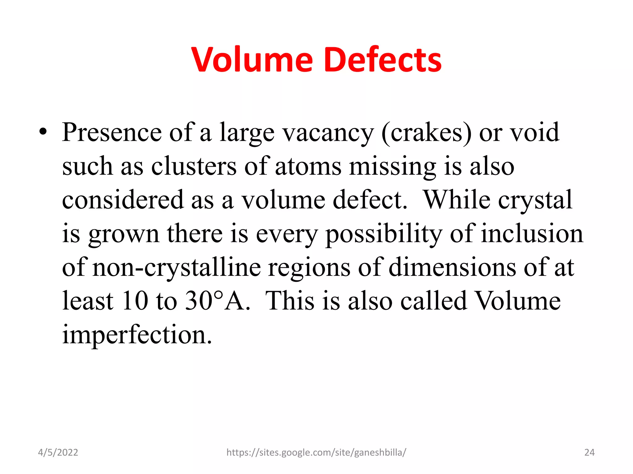 Defects in crystals | PPTX