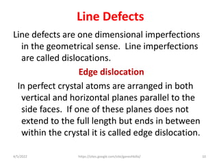 Defects in crystals | PPTX