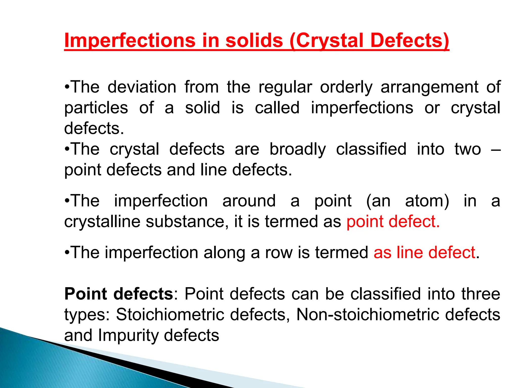 Different Types Of Defects In Crystals Pptx
