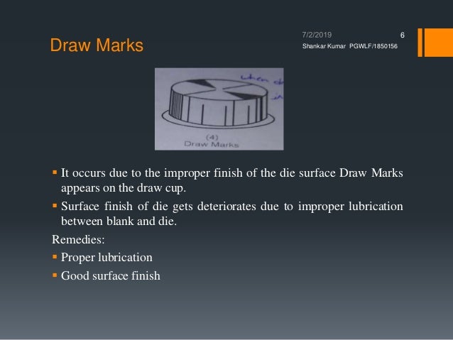 Defects in deep drawing and their remedies
