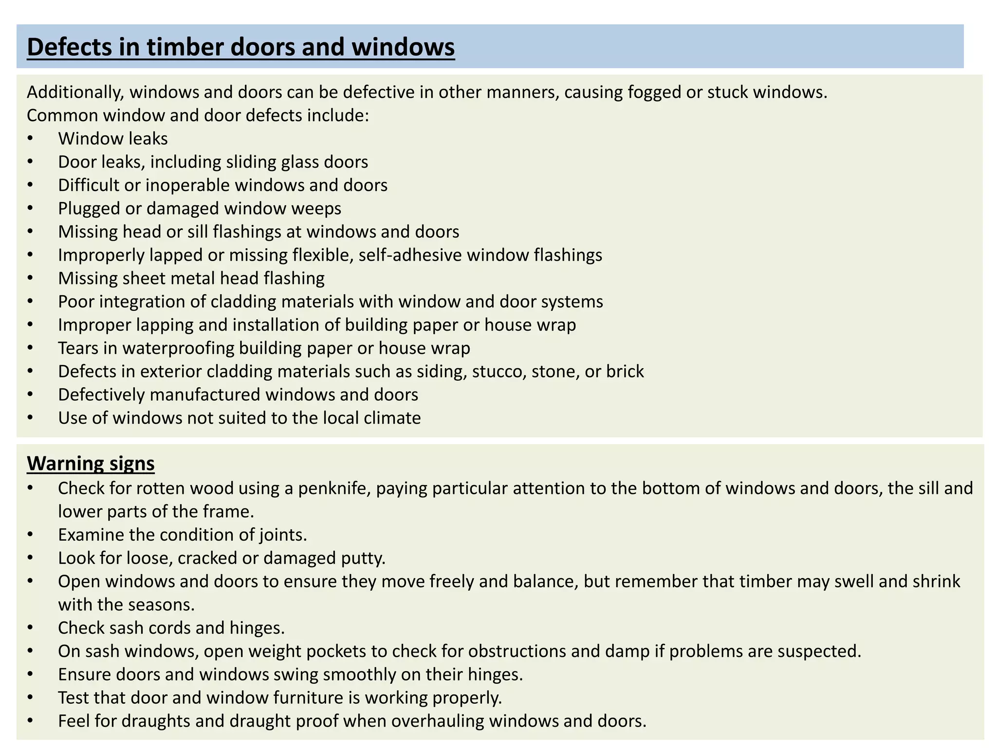 Defects in doors and windows | PPTX