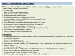 Defects in doors and windows | PPTX
