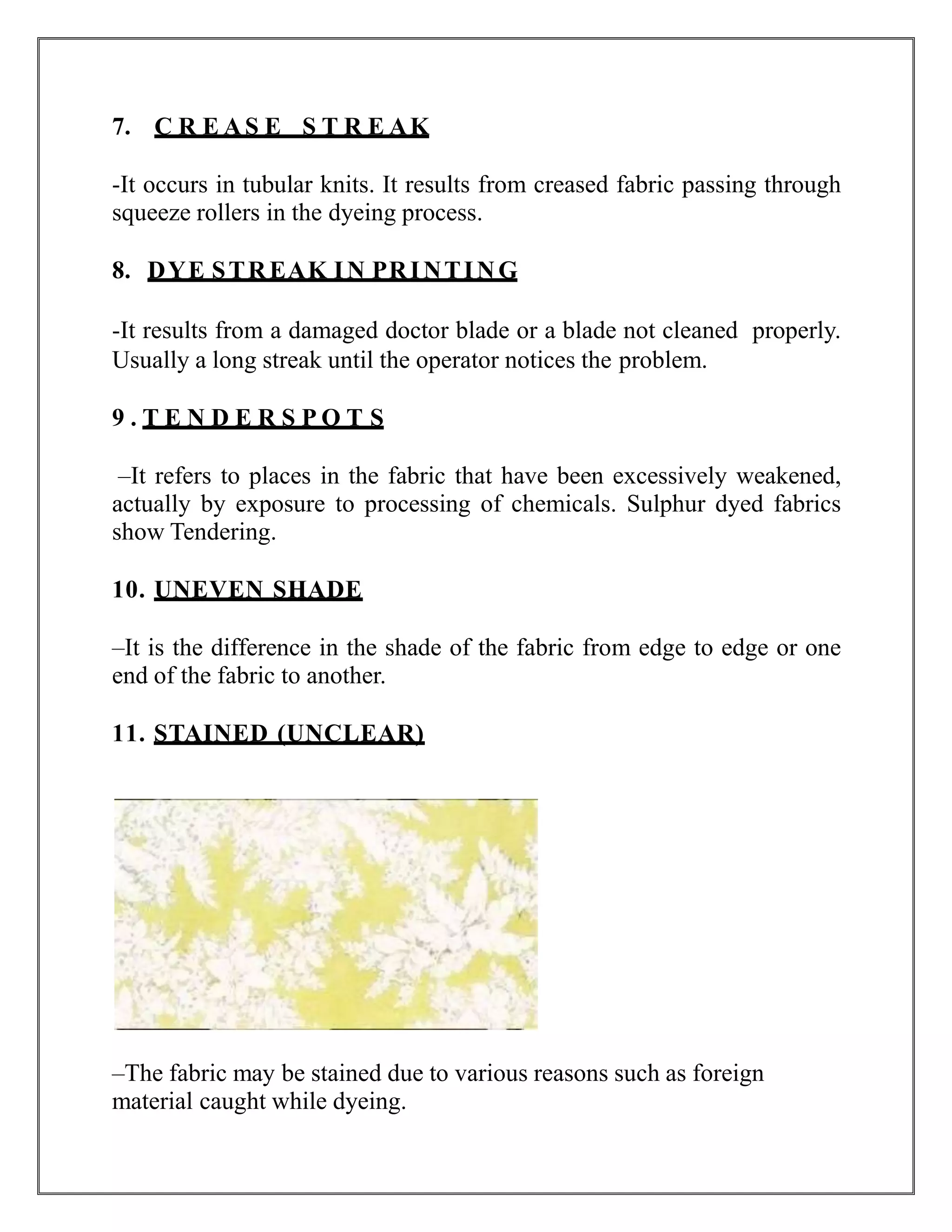 Defects in dyeing and printing | PPTX