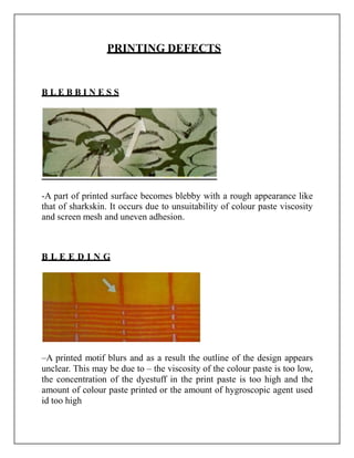 Defects in dyeing and printing | PPTX