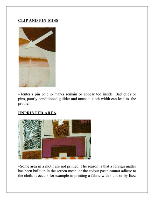 Defects in dyeing and printing | PPTX | Needlework | Arts and Crafts