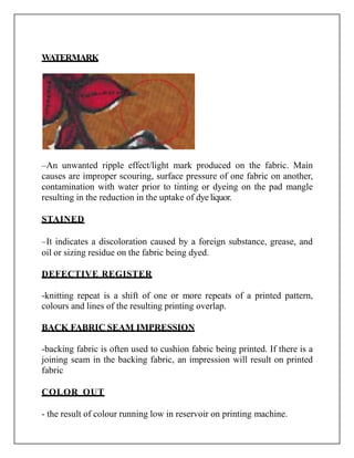 Defects in dyeing and printing | PPTX