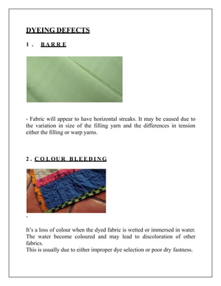 Defects in dyeing and printing | PPTX