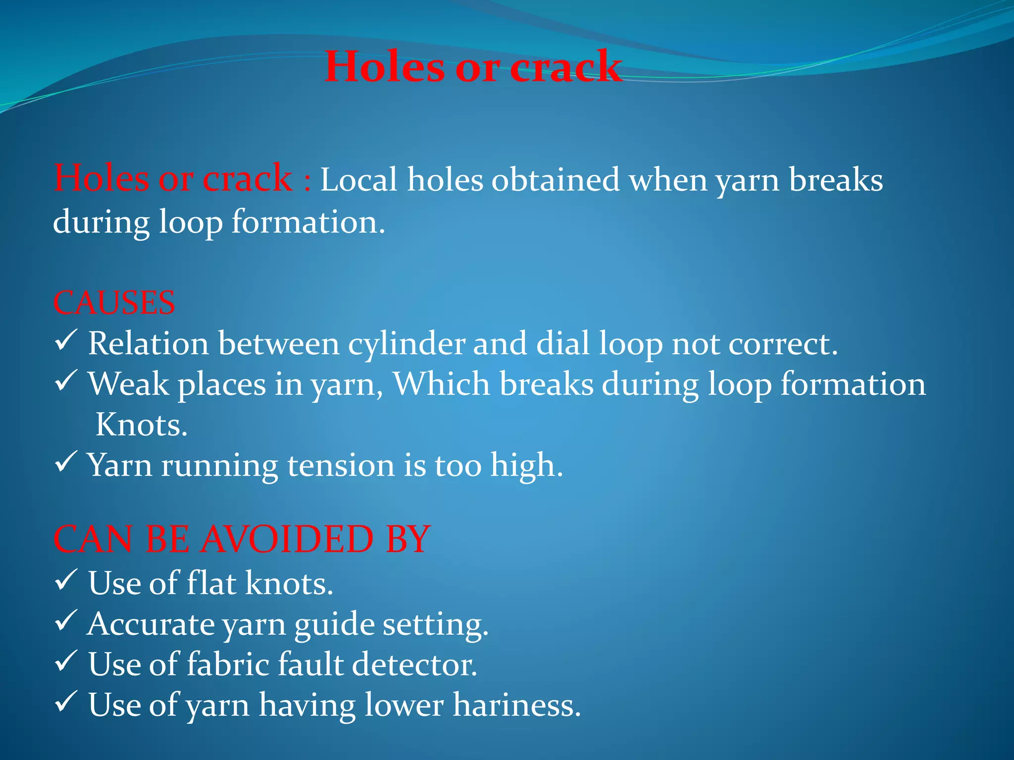 Defects in knitting | PPT