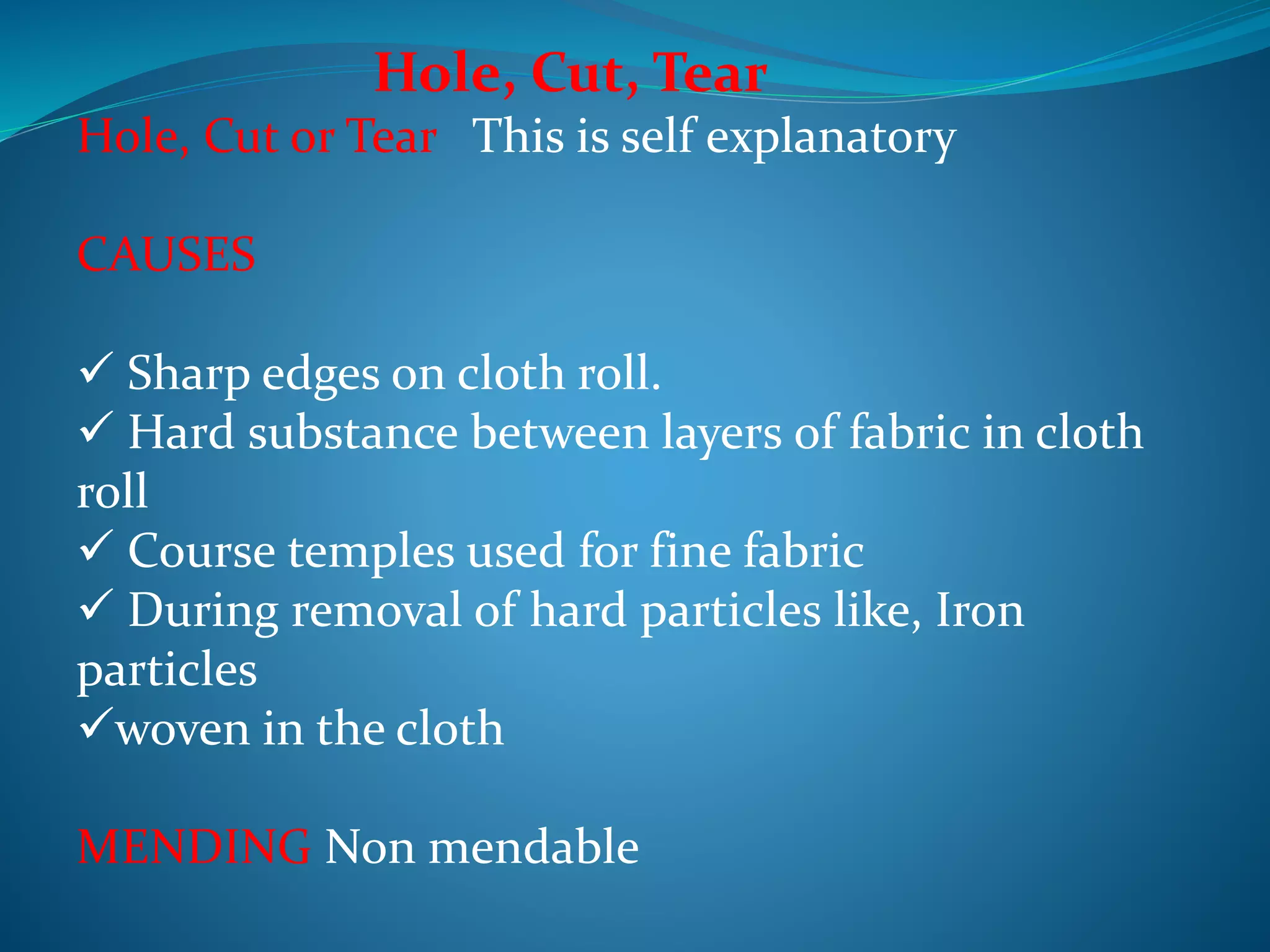 Defects in knitting | PPT
