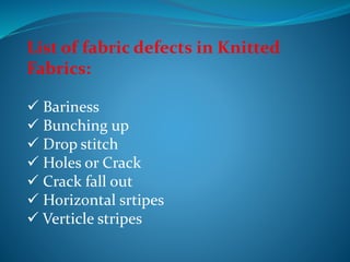 Defects in knitting | PPT