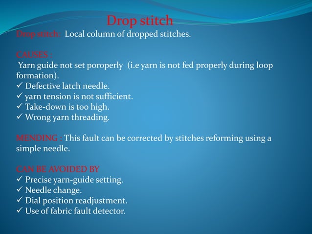 Defects in knitting | PPT
