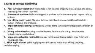 DEFECTS IN PAINTING, Building technology | PPTX