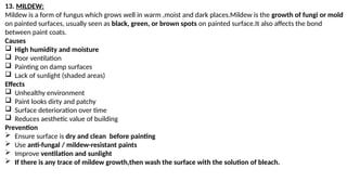 DEFECTS IN PAINTING, Building technology | PPTX