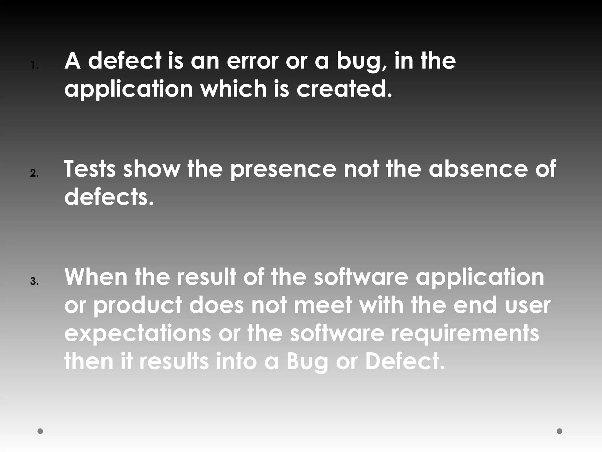 Defects in software testing | ODP