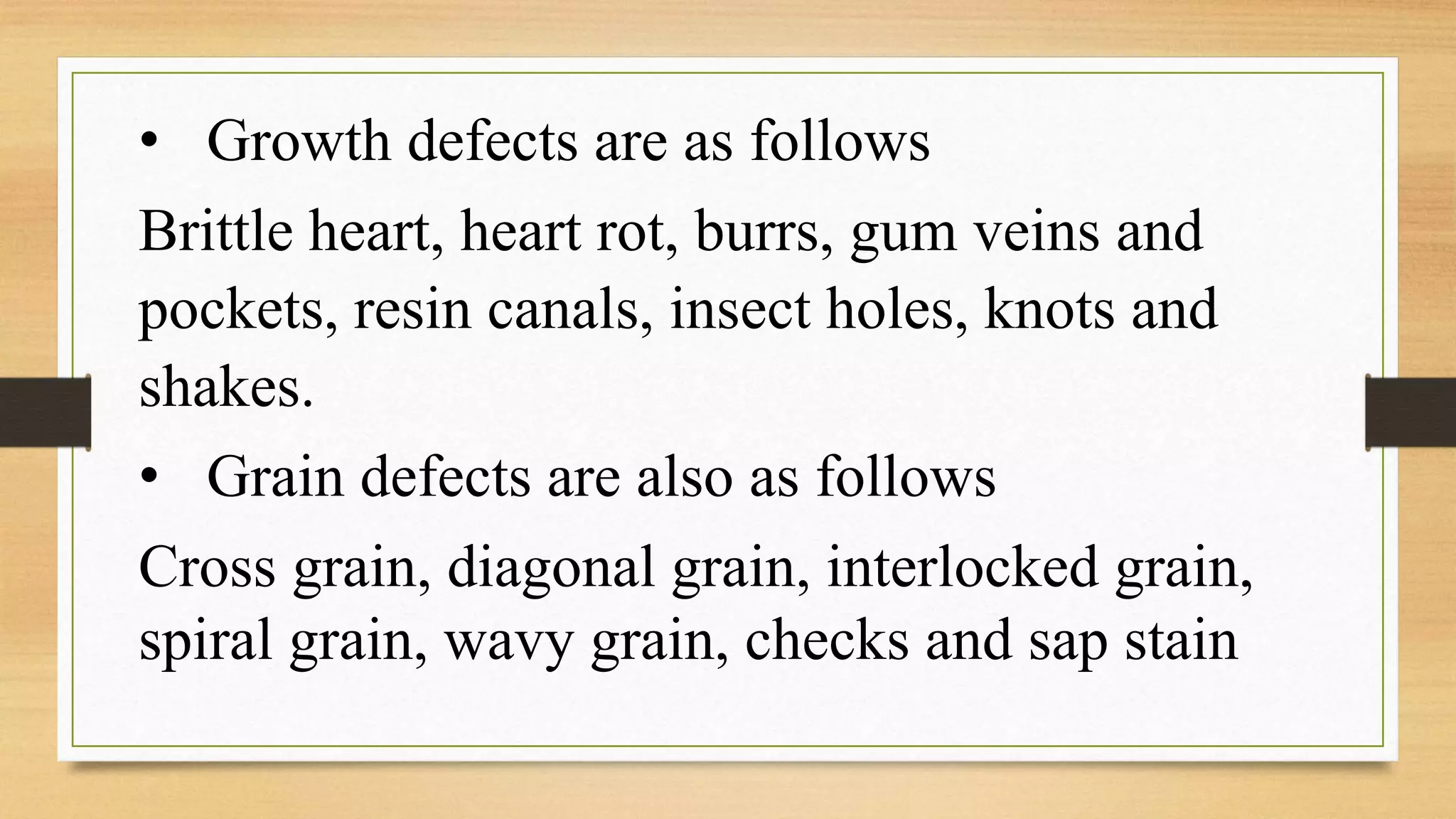 Defects in timber | PPTX